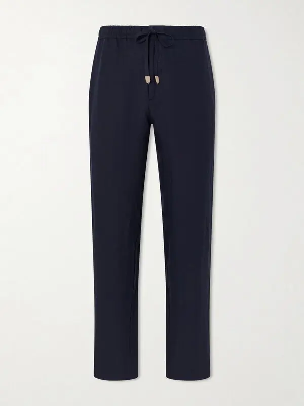 Canali Straight-leg Linen Trousers - Blue