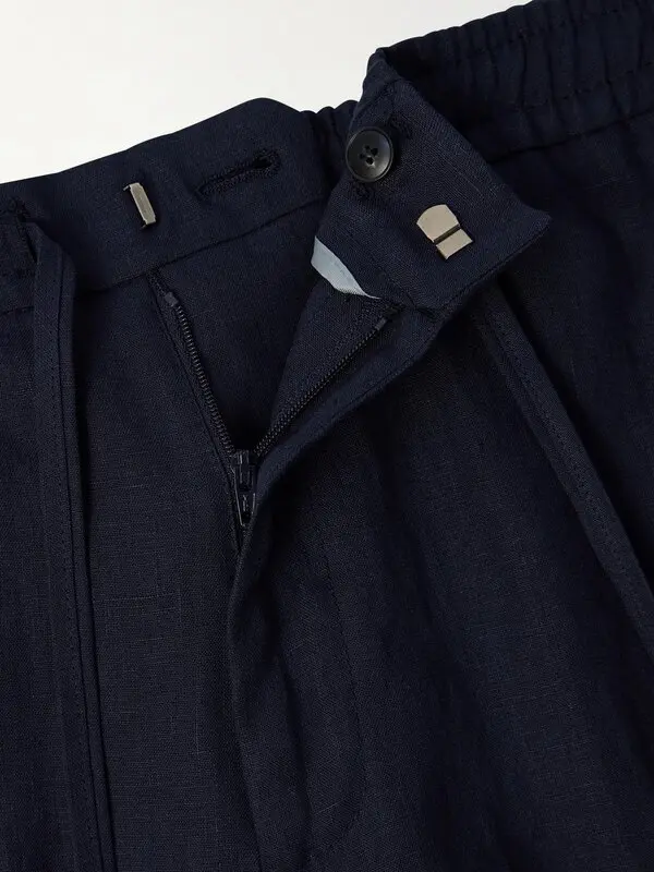 Canali Straight-leg Linen Trousers - Blue