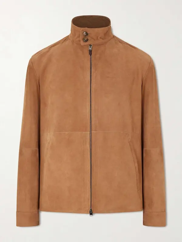 Canali Suede Harrington Jacket - Tan