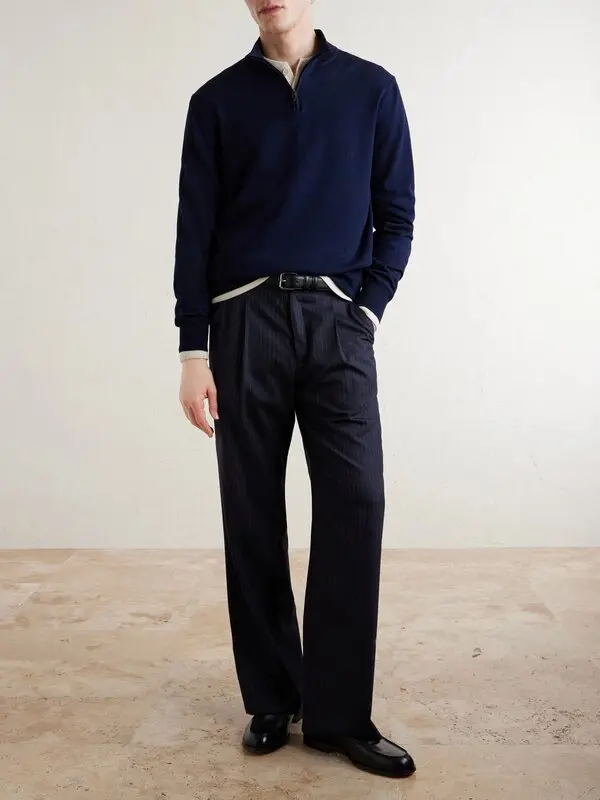 Canali Cotton Half-zip Sweater - Blue