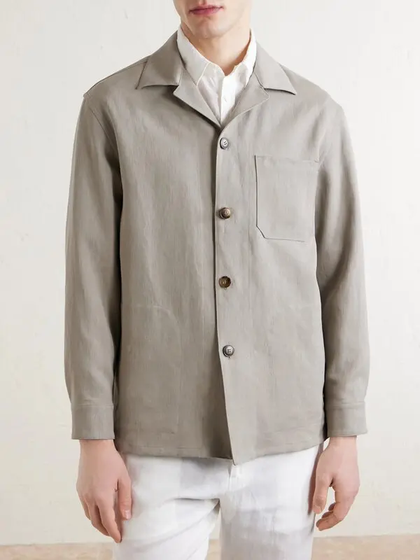 Canali Linen Overshirt - Neutrals