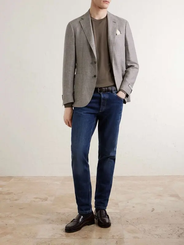 Canali Kei Linen And Wool-blend Blazer