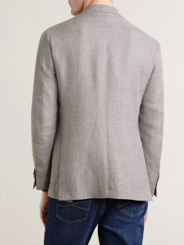 Canali Kei Linen And Wool-blend Blazer