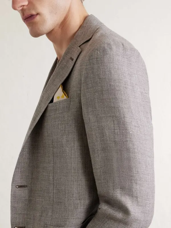 Canali Kei Linen And Wool-blend Blazer