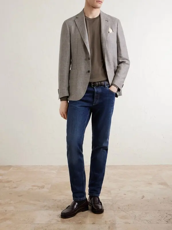 Canali Kei Linen And Wool-blend Blazer