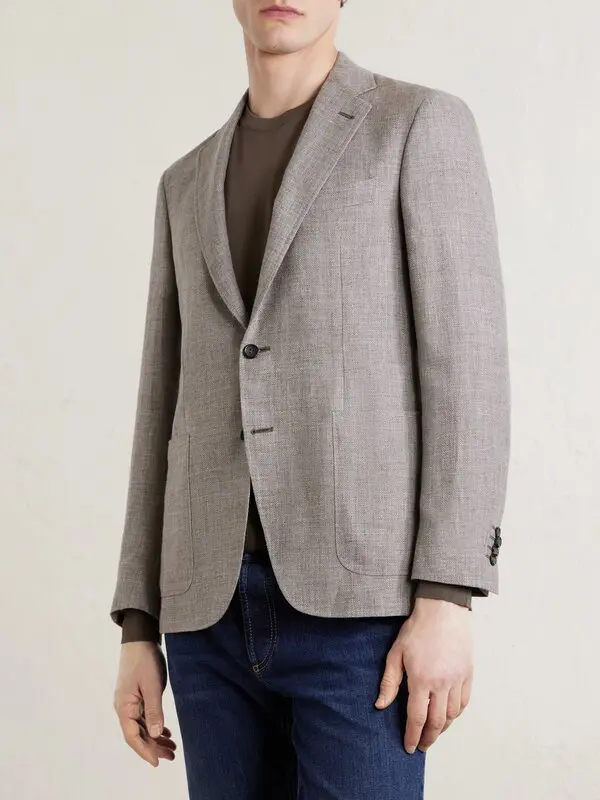 Canali Kei Linen And Wool-blend Blazer