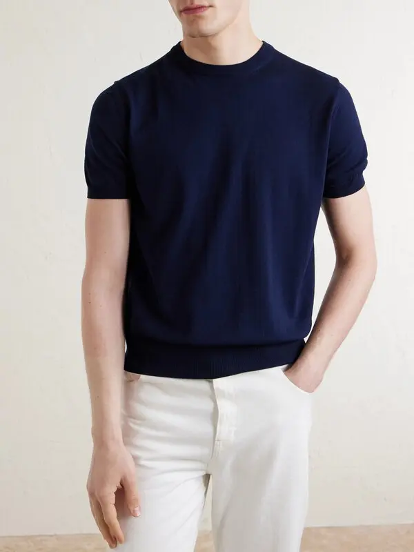 Canali Knitted Cotton T-shirt - Blue