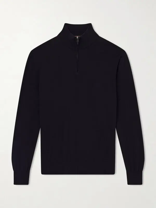 Canali Cotton Half-zip Sweater - Black
