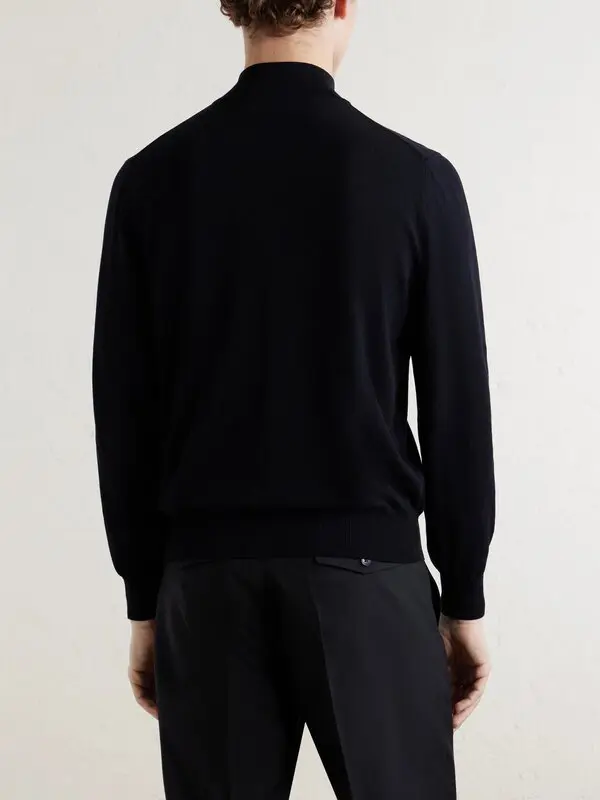 Canali Cotton Half-zip Sweater - Black