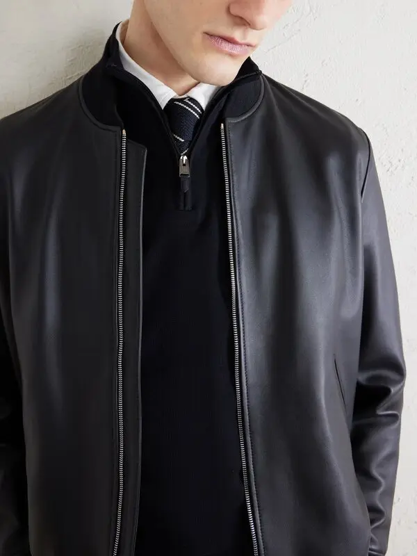 Canali Cotton Half-zip Sweater - Black