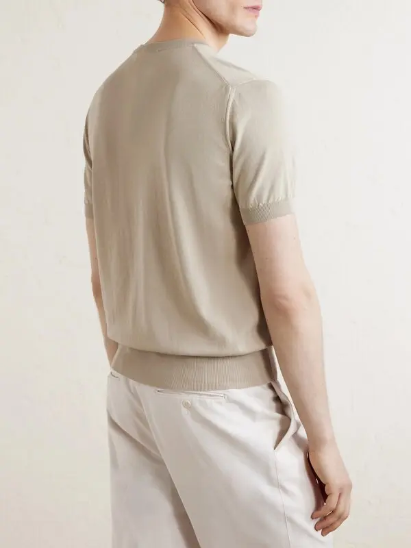 Canali Knitted Cotton T-shirt - Neutrals