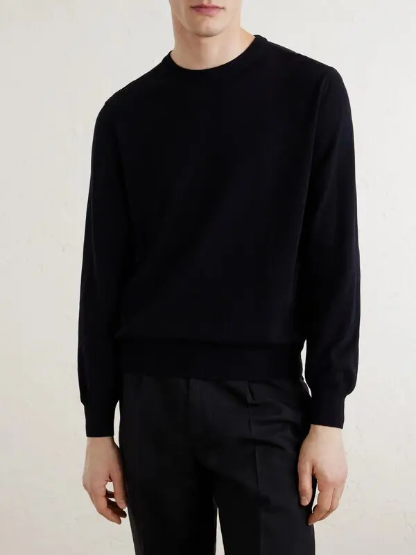 Canali Cotton Crewneck Sweater - Black