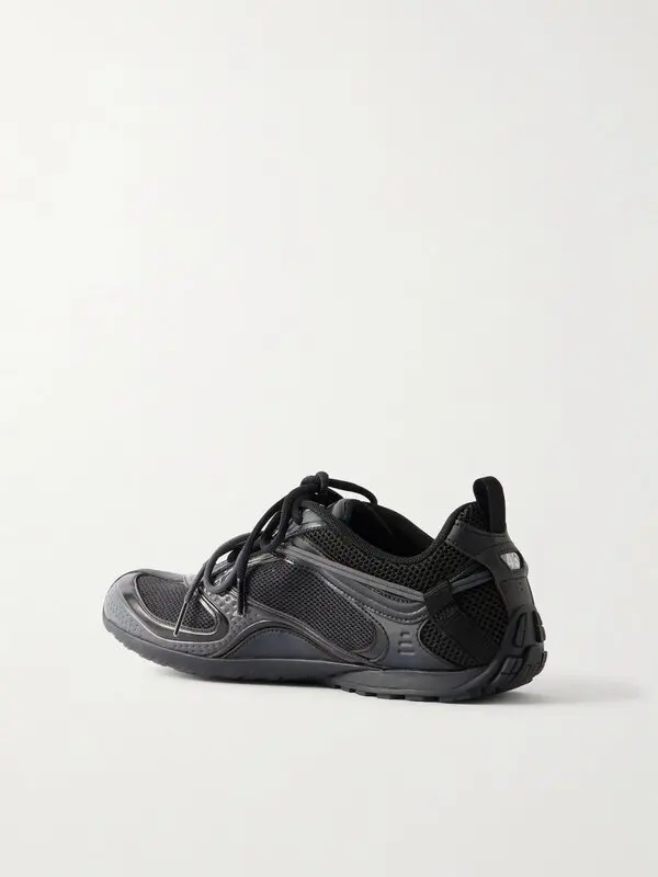 Balenciaga Radar Leather-trimmed Mesh Sneakers - Black