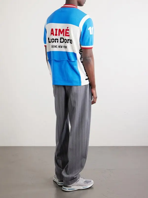 Aimé Leon Dore Logo-detailed Merino Wool Half-zip T-shirt