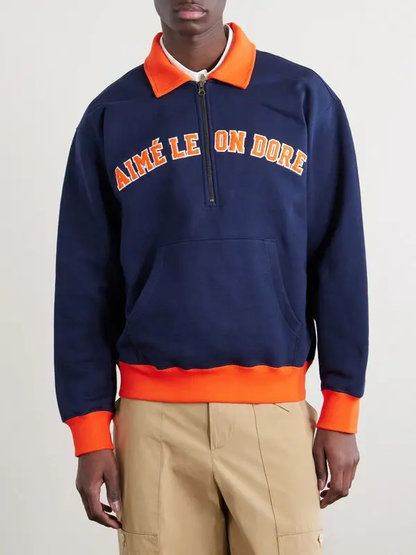 Aimé Leon Dore Logo-embroidered Half-zip Sweatshirt