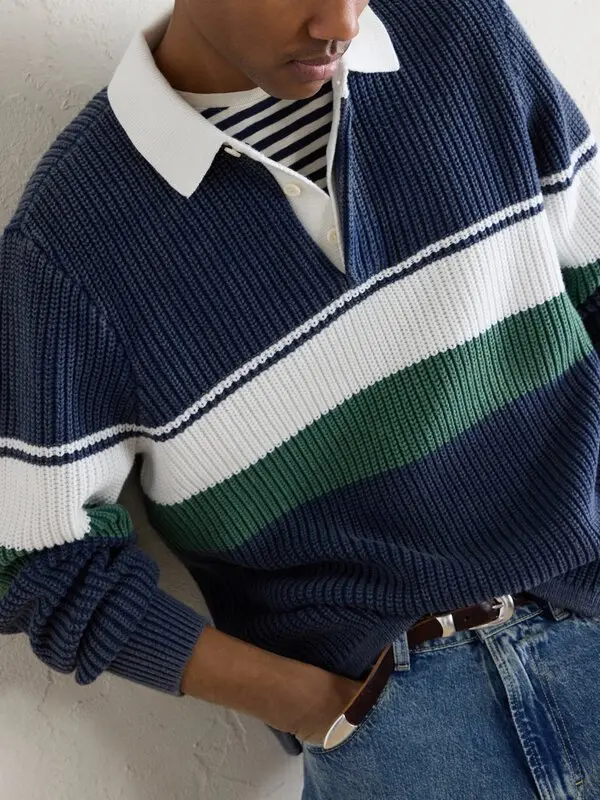 Aimé Leon Dore Knitted Cotton Rugby Polo Sweater