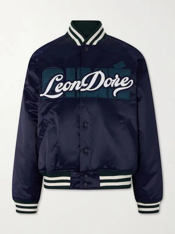 Aimé Leon Dore Logo-embroidered Satin Varsity Jacket