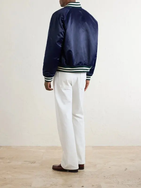 Aimé Leon Dore Logo-embroidered Satin Varsity Jacket