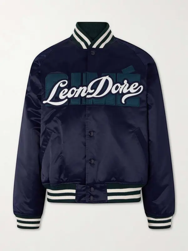 Aimé Leon Dore Logo-embroidered Satin Varsity Jacket
