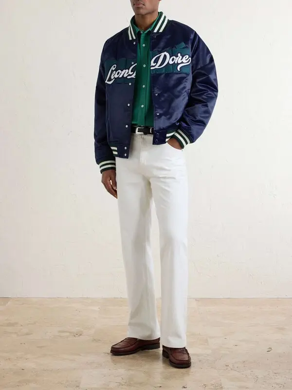 Aimé Leon Dore Logo-embroidered Satin Varsity Jacket