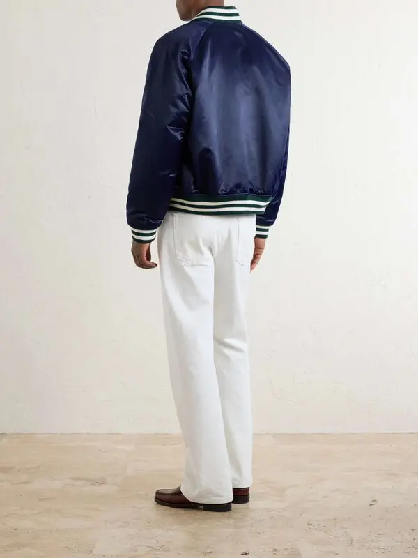 Aimé Leon Dore Logo-embroidered Satin Varsity Jacket