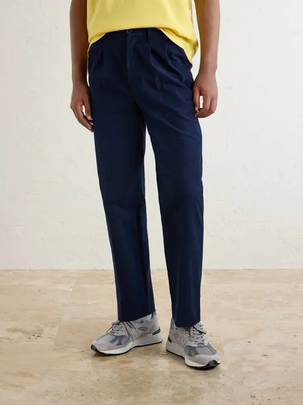 Aimé Leon Dore Straight-leg Pleated Cotton Trousers