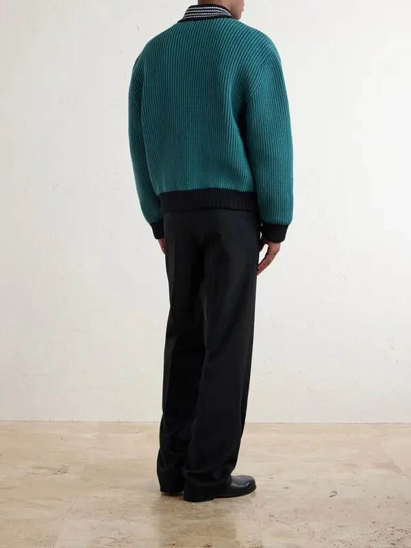 Aimé Leon Dore Reversible Knitted Cotton-blend Bomber Jacket