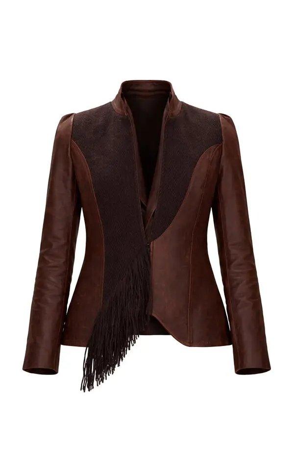 CURATORIA Espiga Leather-wool Blazer - Brown