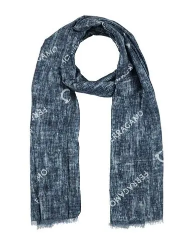 FERRAGAMO Scarf Midnight Cotton, Silk - Blue