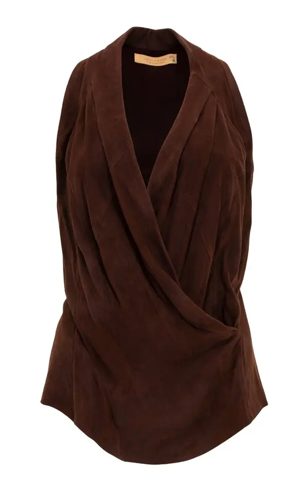CURATORIA Fuste Leather Top - Brown