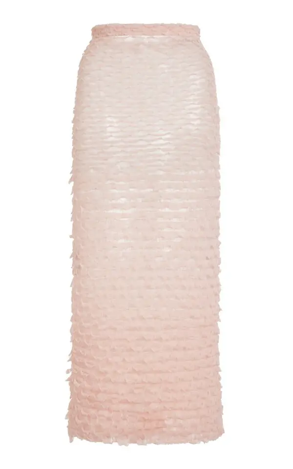 Givenchy Frills Knit Midi Skirt - Light Pink