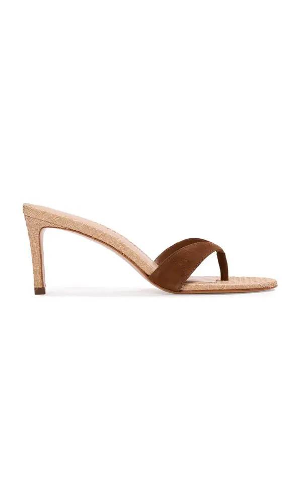 BLACK SUEDE STUDIO Aura Raffia And Suede Mules