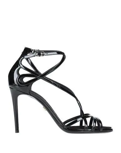 Dolce & Gabbana Sandals In Leather And Textile Fibers - Black