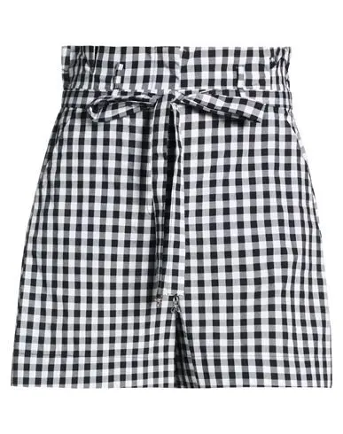 Patrizia Pepe Cotton High-waisted Checked Shorts - Black