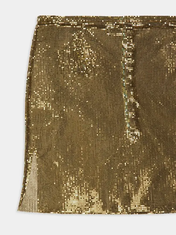 Rabanne Mesh Mini Skirt - Gold