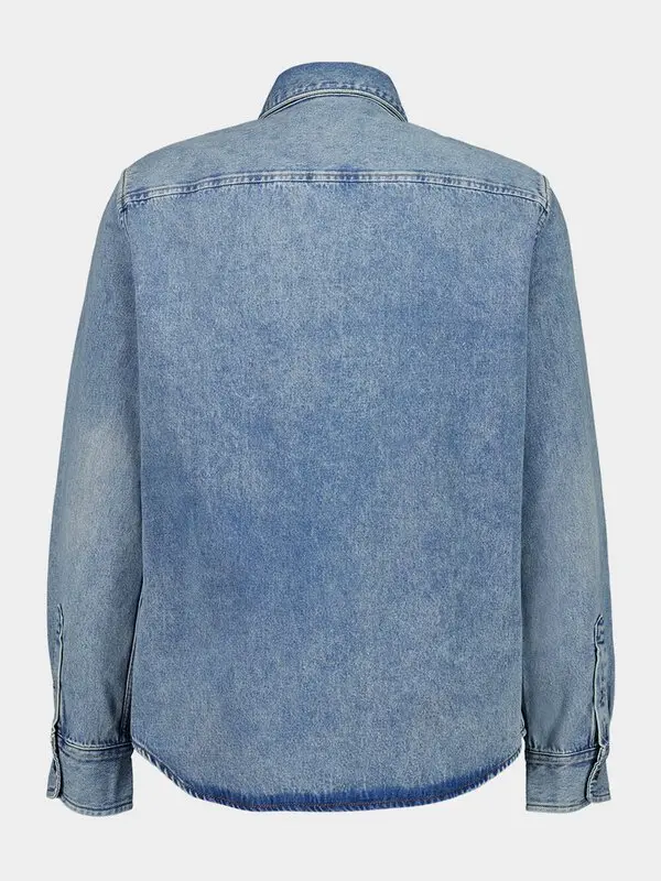 AMI Paris Used Cotton Button-down De Coeur Shirt - Blue