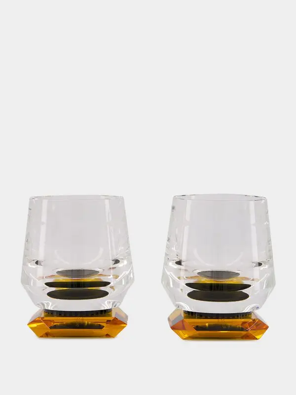 REFLECTIONS COPENHAGEN Whimsy Amber Whisky Set Of 2 Glasses - Orange