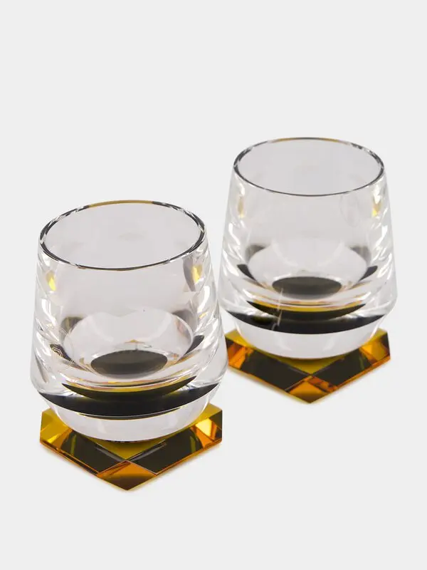 REFLECTIONS COPENHAGEN Whimsy Amber Whisky Set Of 2 Glasses - Orange