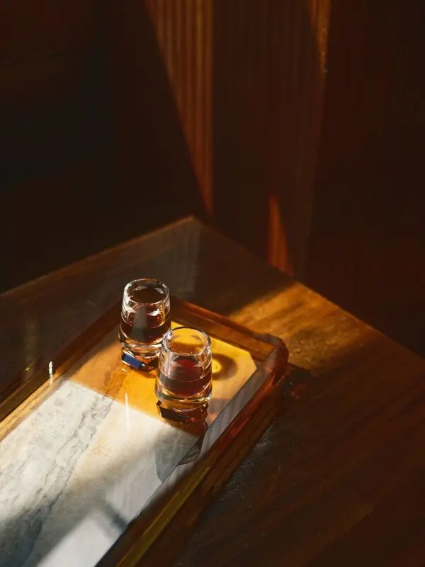 REFLECTIONS COPENHAGEN Whimsy Amber Whisky Set Of 2 Glasses - Orange