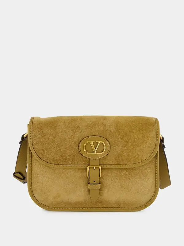 Valentino Garavani Havana Antibes Suede Shoulder Bag - Beige