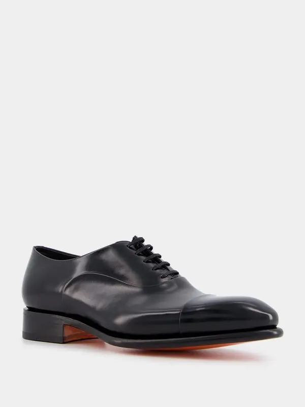 Santoni Polished Leather Oxford Shoes