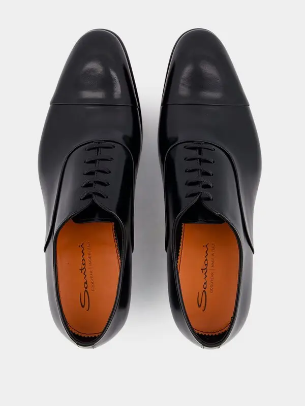 Santoni Polished Leather Oxford Shoes