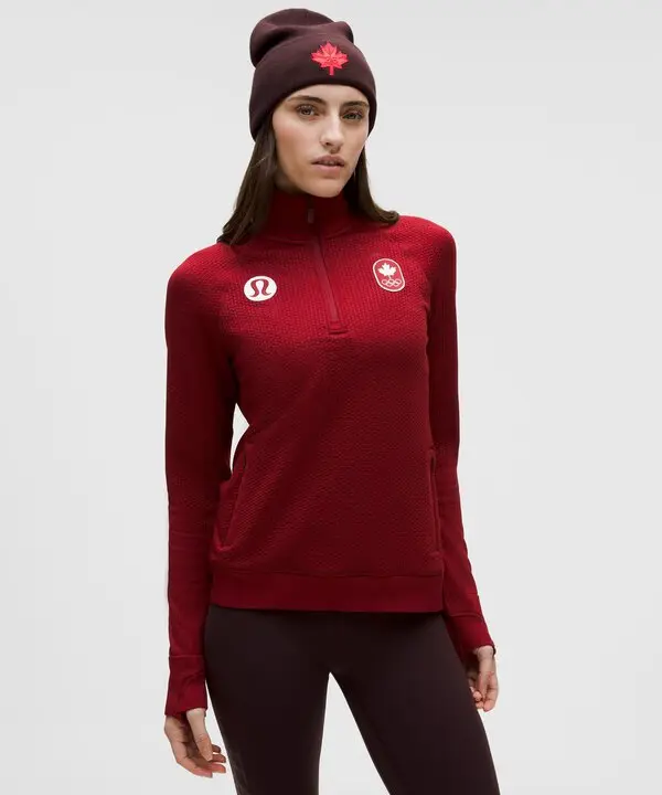 Lululemon Team Canada Engineered Warmth Half Zip - Dark Sport Red/dark Sport Red