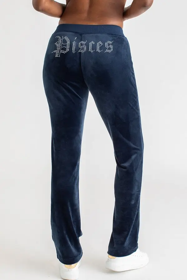 Juicy Couture Pisces Customizable Velour Track Pants - Regal Blue