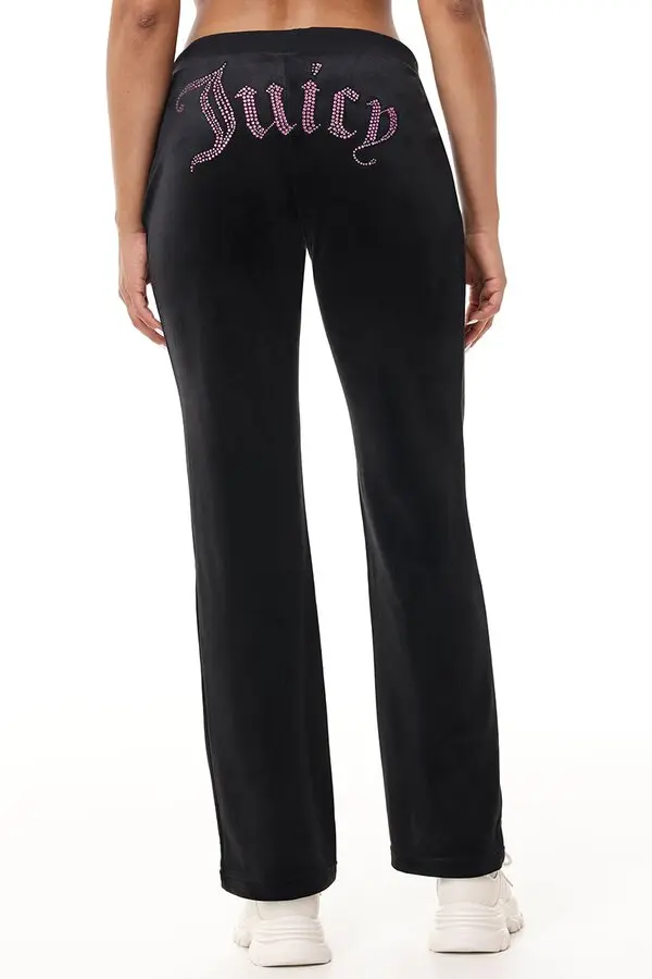 Juicy Couture Technicolor Customizable Big Bling Velour Track Pants - Liquorice