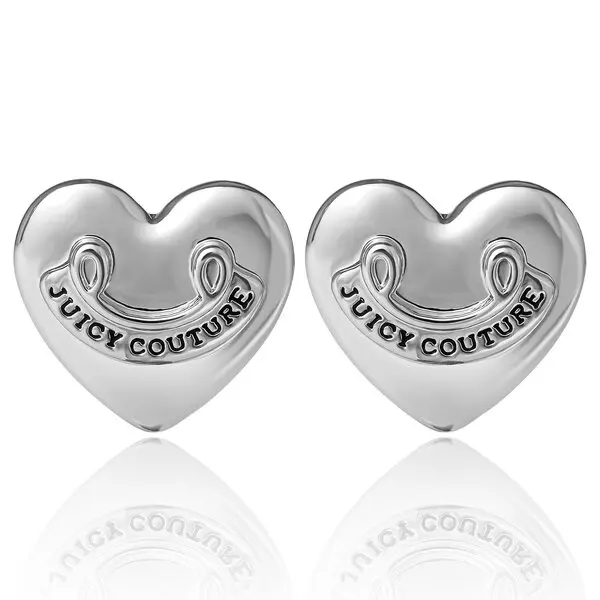 Juicy Couture Heart Stud Earrings - Silvertone