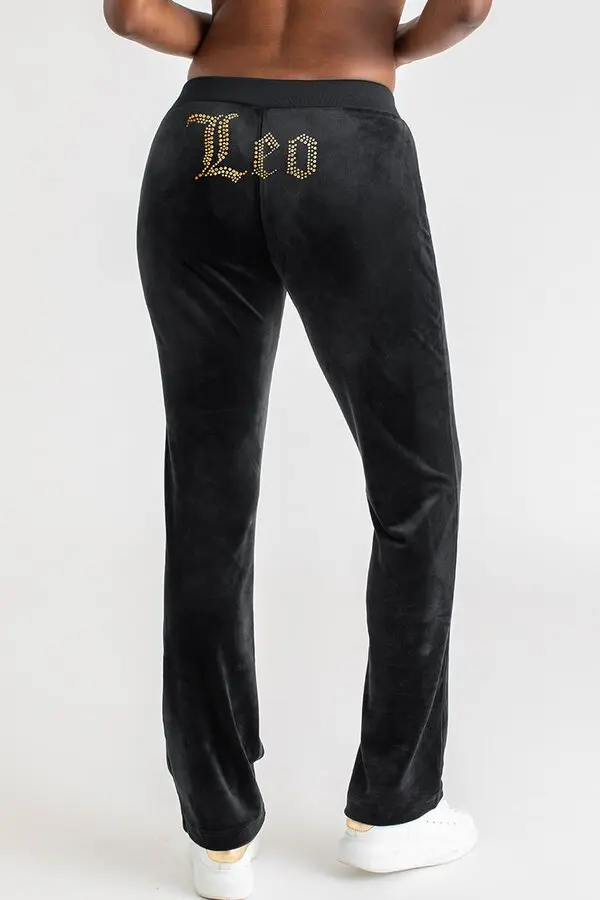 Juicy Couture Leo Customizable Big Bling Velour Track Pants - Liquorice