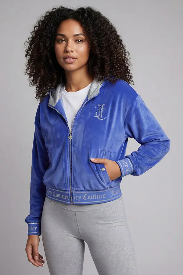 Juicy Couture Reversible Velour Zip-up Jacket - Baja Blue