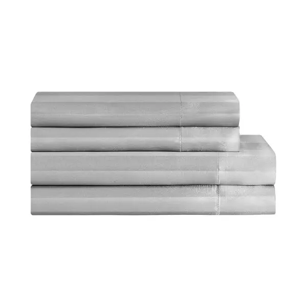 Juicy Couture Damask Stripe Satin Sheet Set - Gray