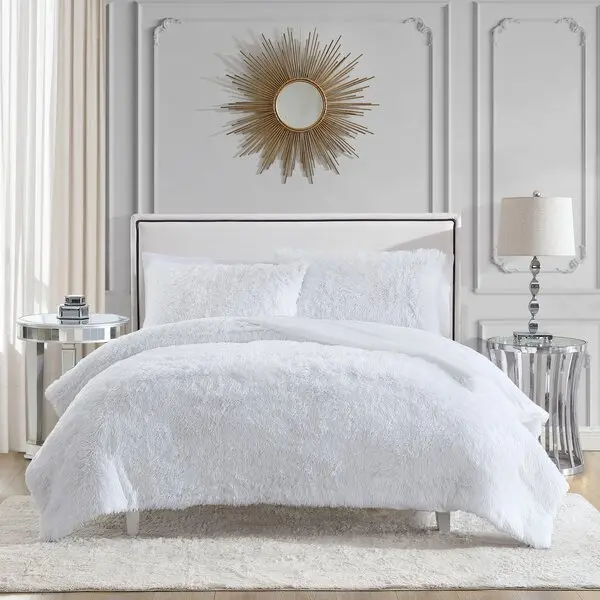 Juicy Couture Faux Fur Comforter Set - White